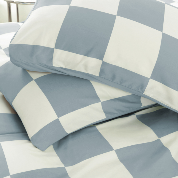 Organic Bamboo Check Quilt Cover Set - Silver – Pure Zone