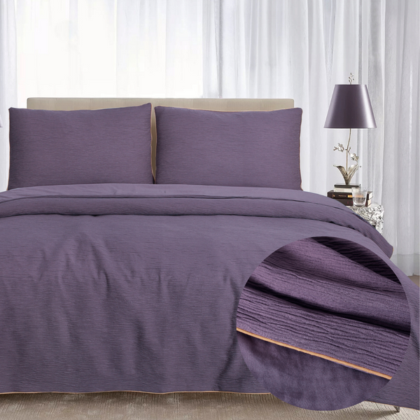 Venus Textured Quilt Cover Set - Grape – Pure Zone