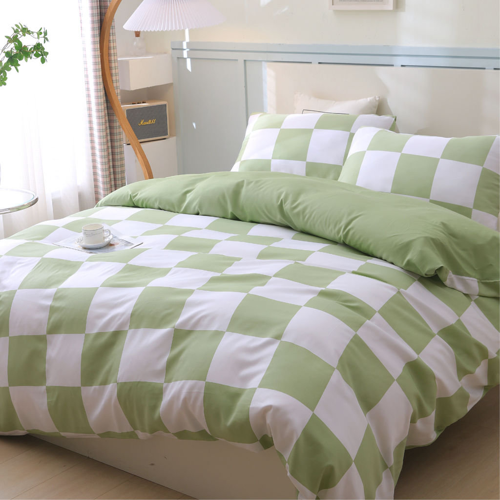 Organic Bamboo Check Quilt Cover Set - Sage – Pure Zone